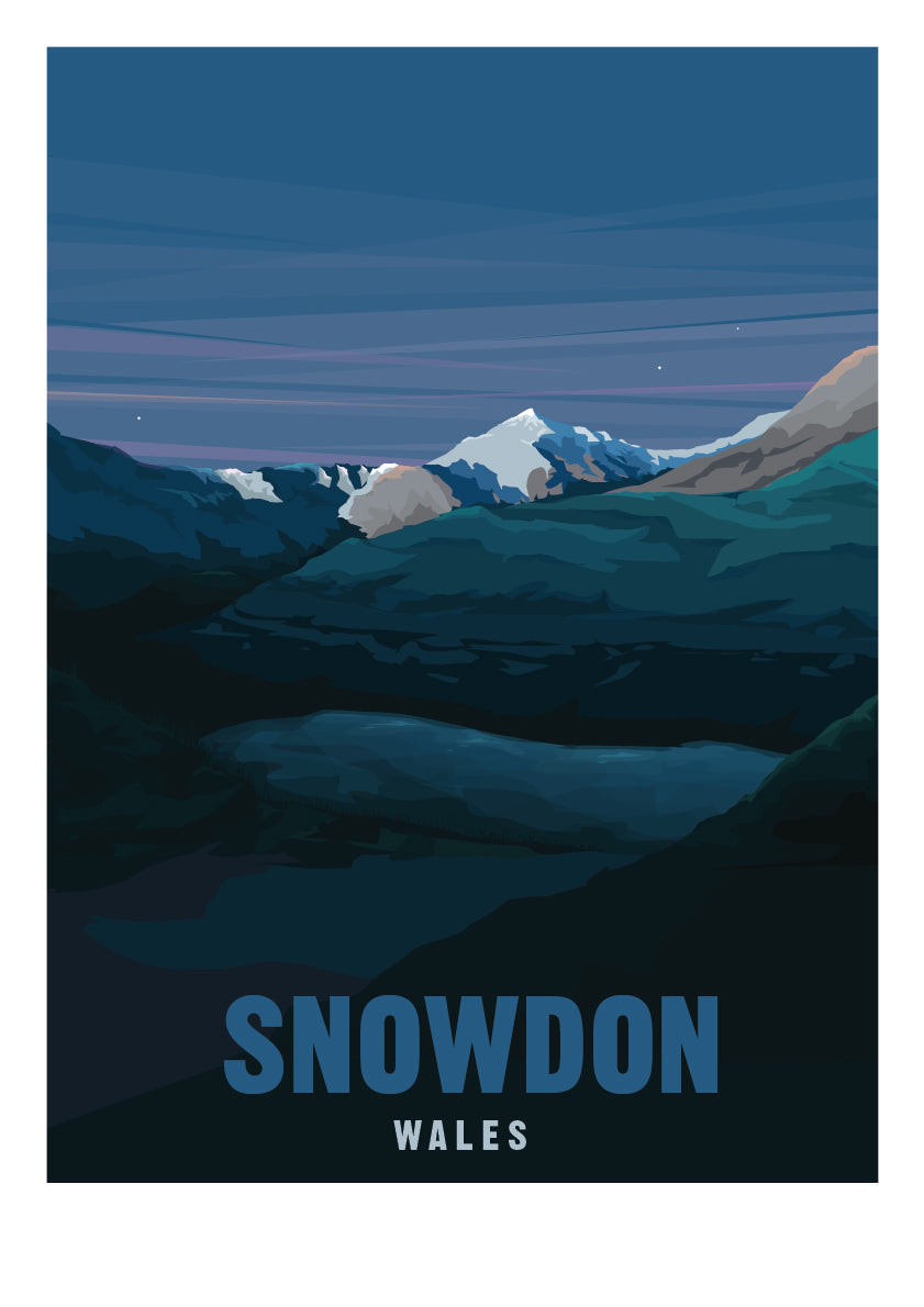 Snowdon Travel Art Poster (Portrait) - Georgina Westley Art & Design