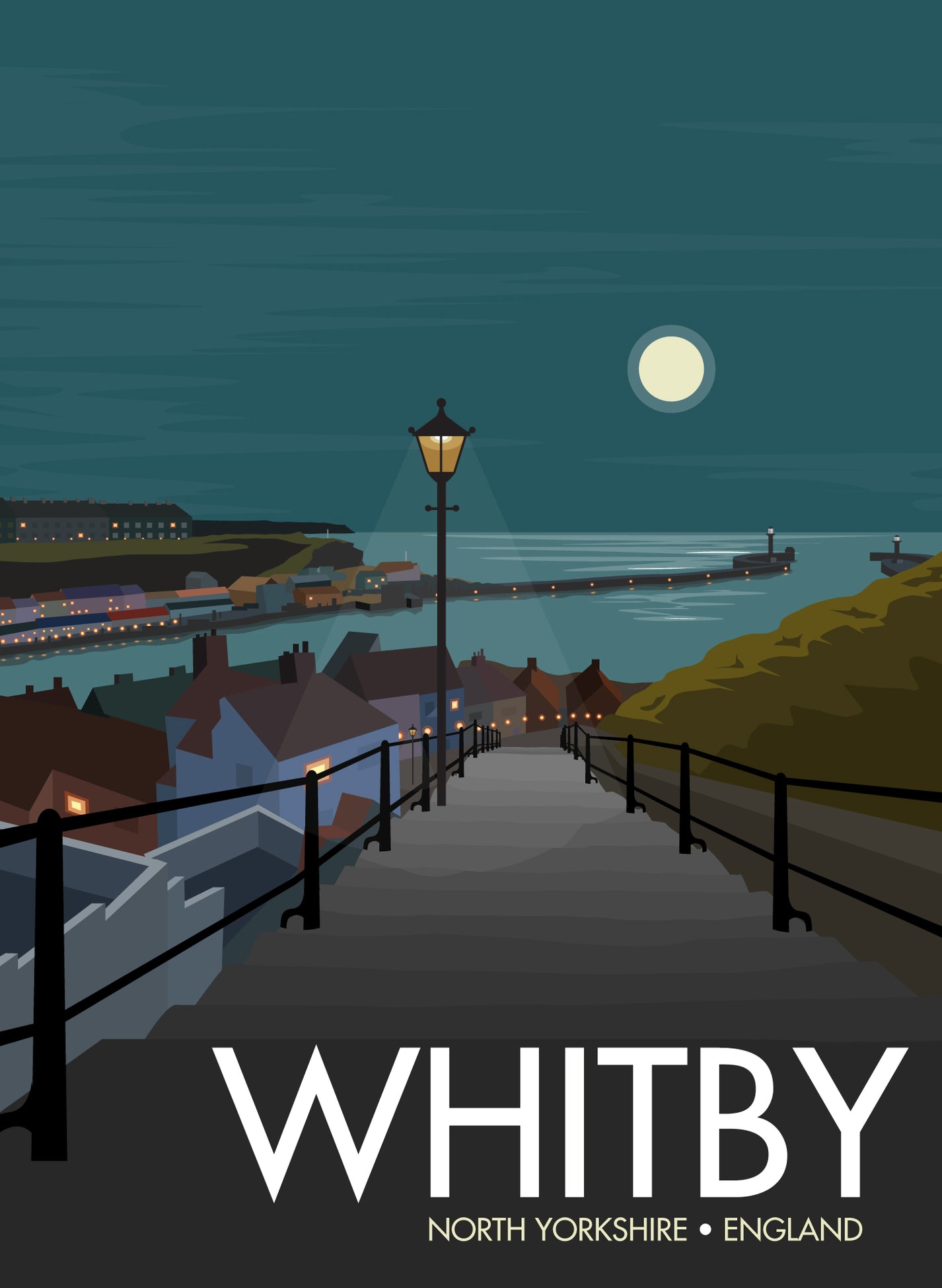 Whitby Travel Poster - Georgina Westley Art & Design